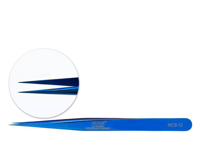 Vetus Blue Straight Tweezer MCS-12 | OzLash Supplies